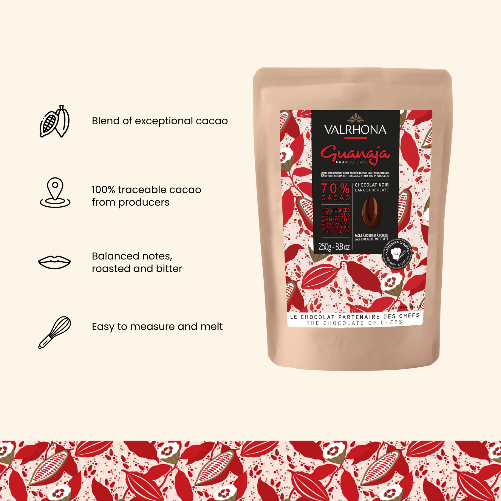 Premium Dark Baking Chocolate Guanaja 70% Smooth & Balanced Flavor ...