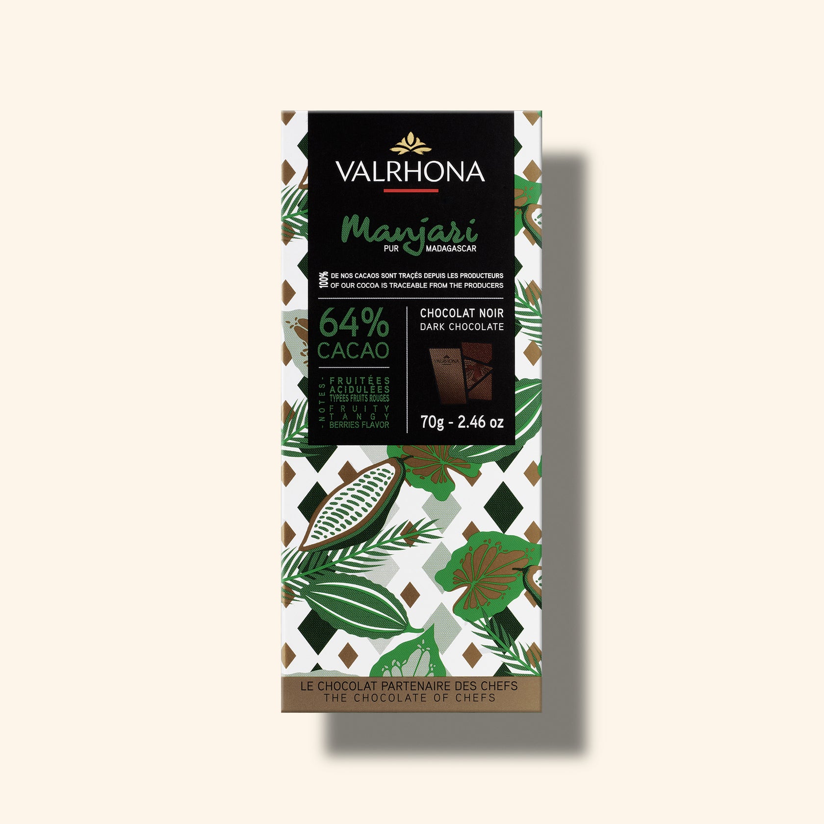 Dark Chocolate Bar Manjari 64% - Fruity Dark Chocolate - Valrhona ...